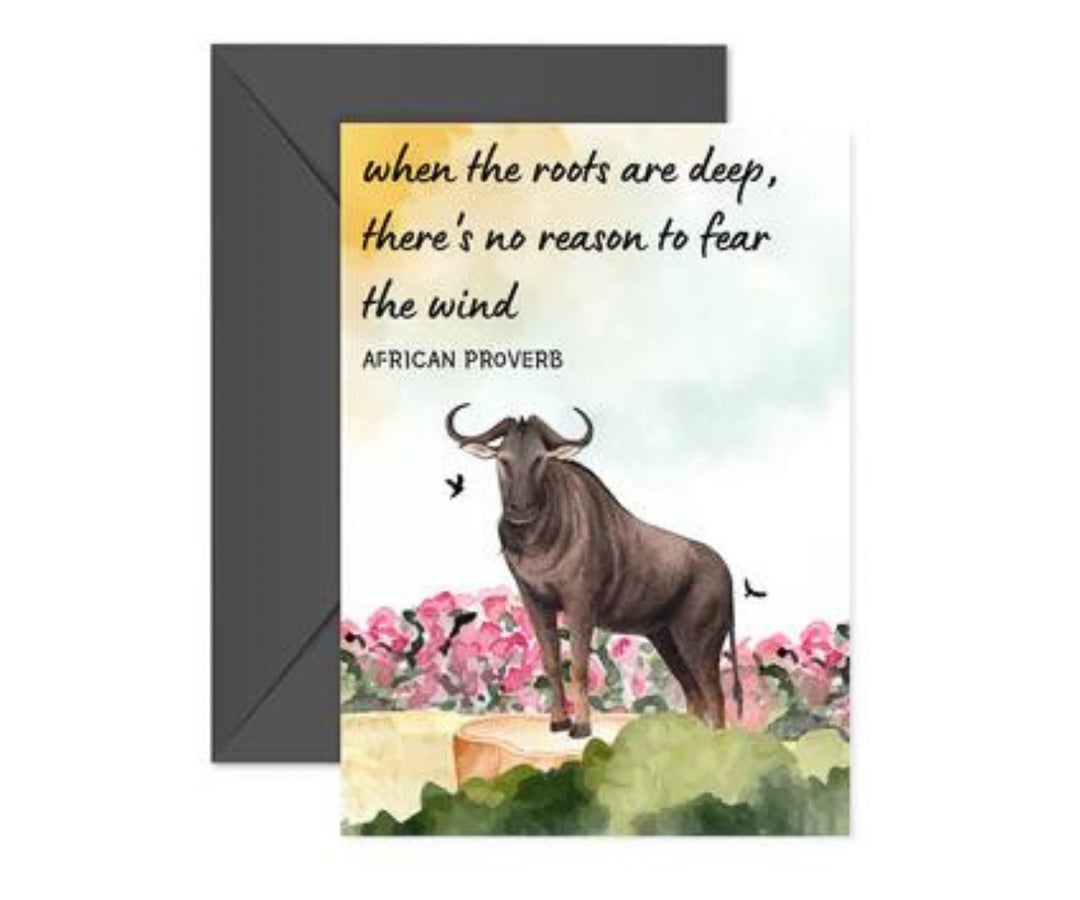 Wildebeest & Proverb Card – The Fat Whale Gifts & Decor